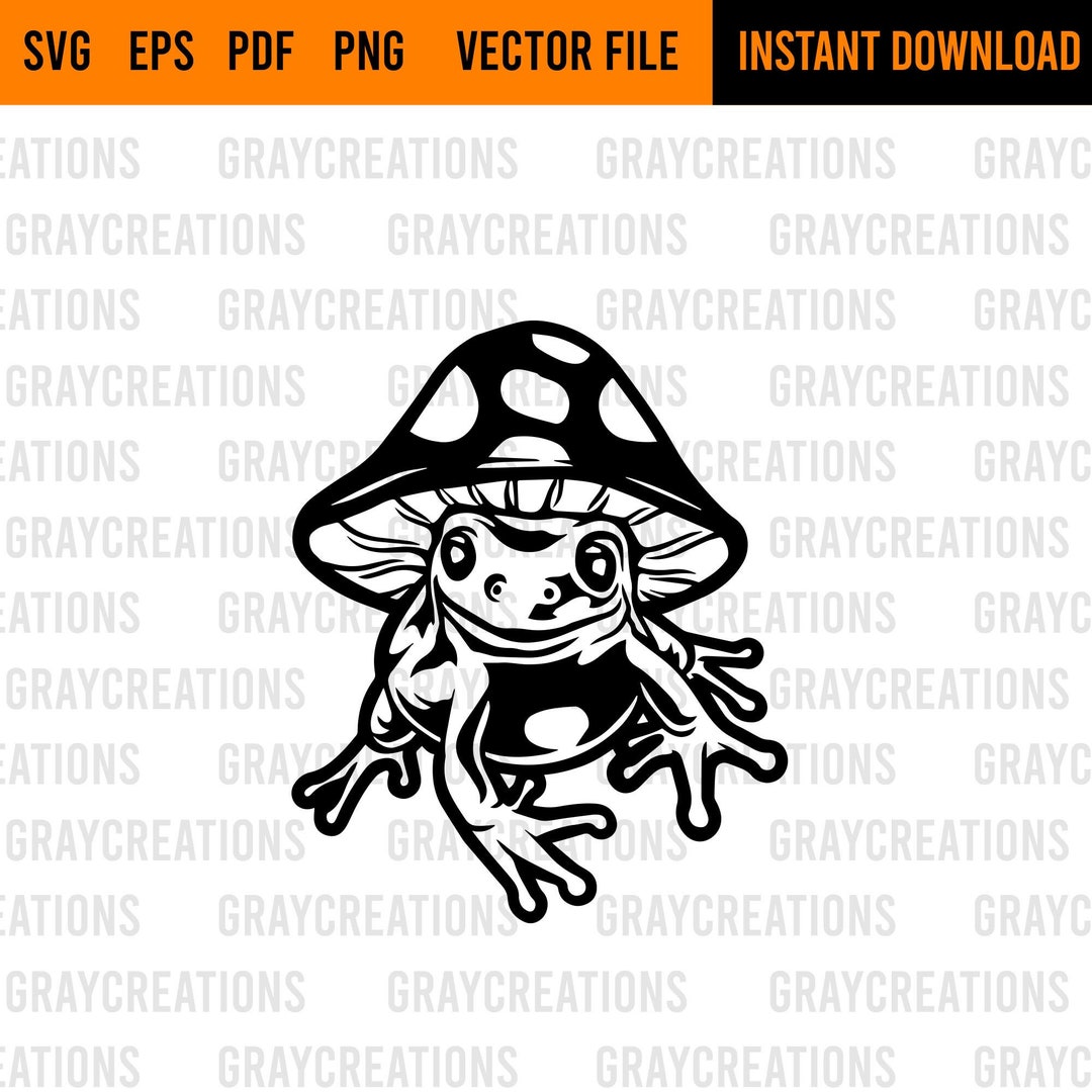 Mushroom Frog Svg | Cutr Frog on a Toadstool | Frog Mushroom Svg | Frog ...