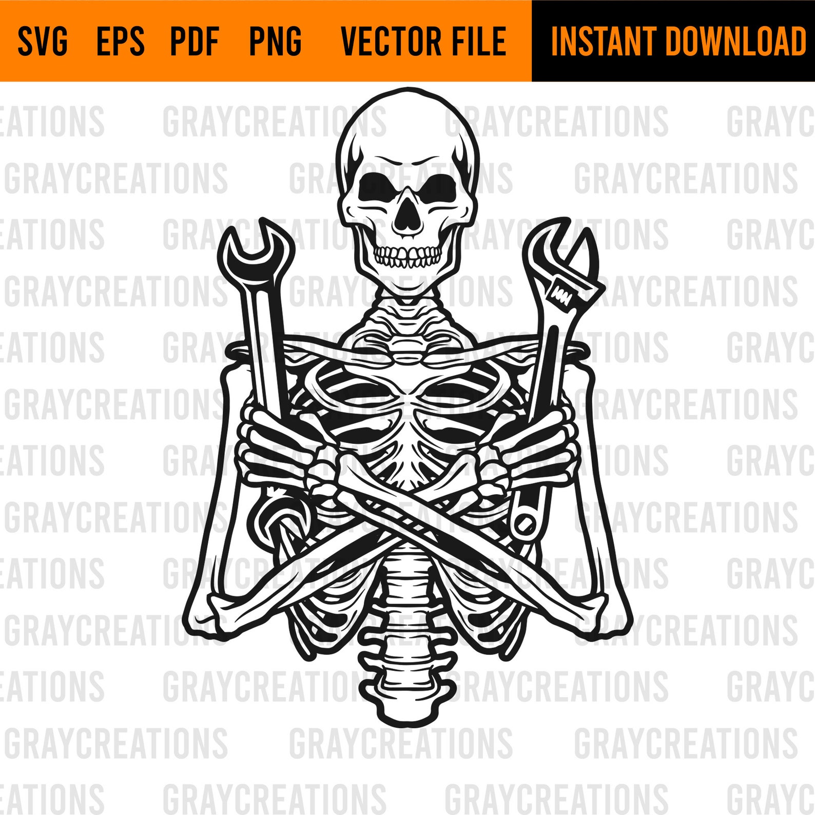 Mechanic Skeleton Hoilding Wrench Svg / Skull Mechanic Svg - Etsy