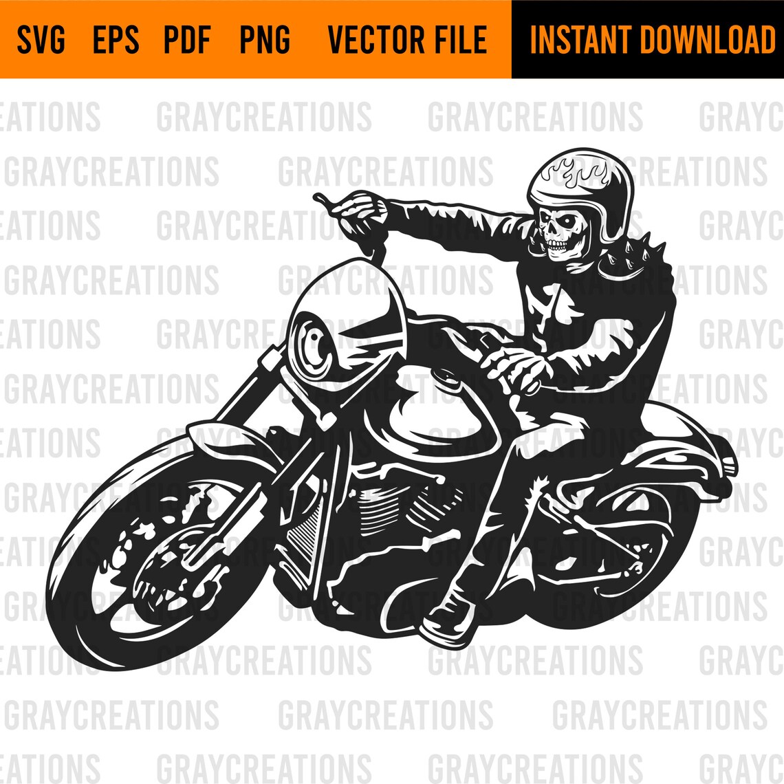 Skeleton Biker Riding Motorcycle Svg / Low Ride Biker Skull - Etsy