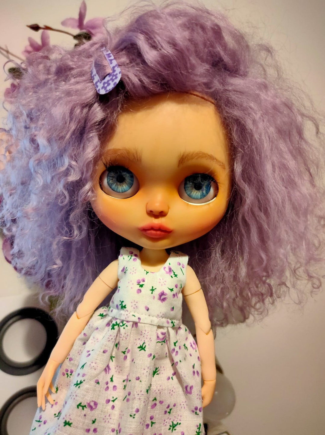 Blythe Doll Fake Base With Purple Mohair Hair - Etsy