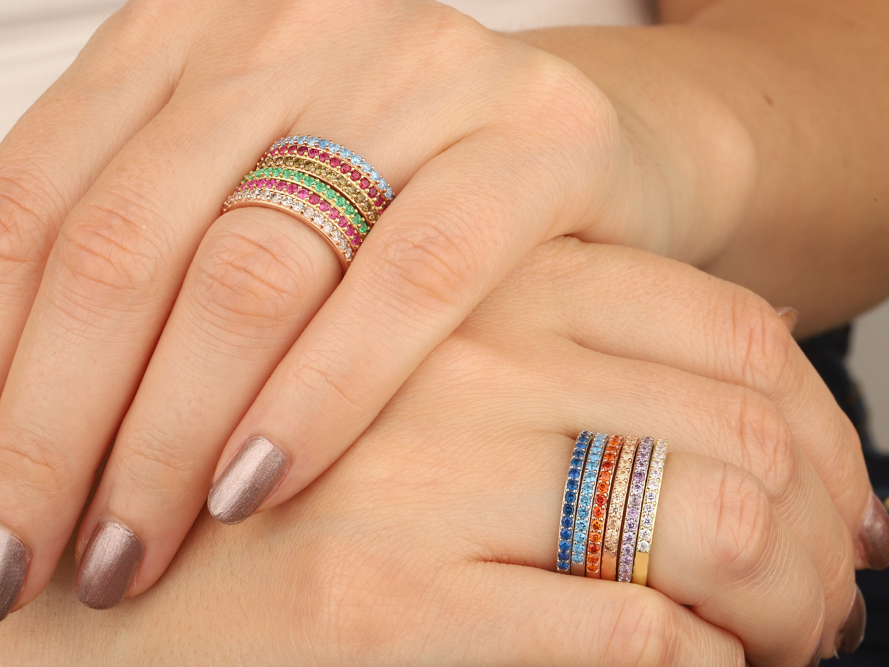 Family Personalized Birthstone Ring Eternity Half Birthstone | Etsy