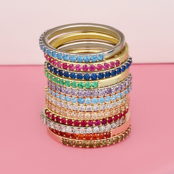 Family Birthstone Eternity Ring - Etsy