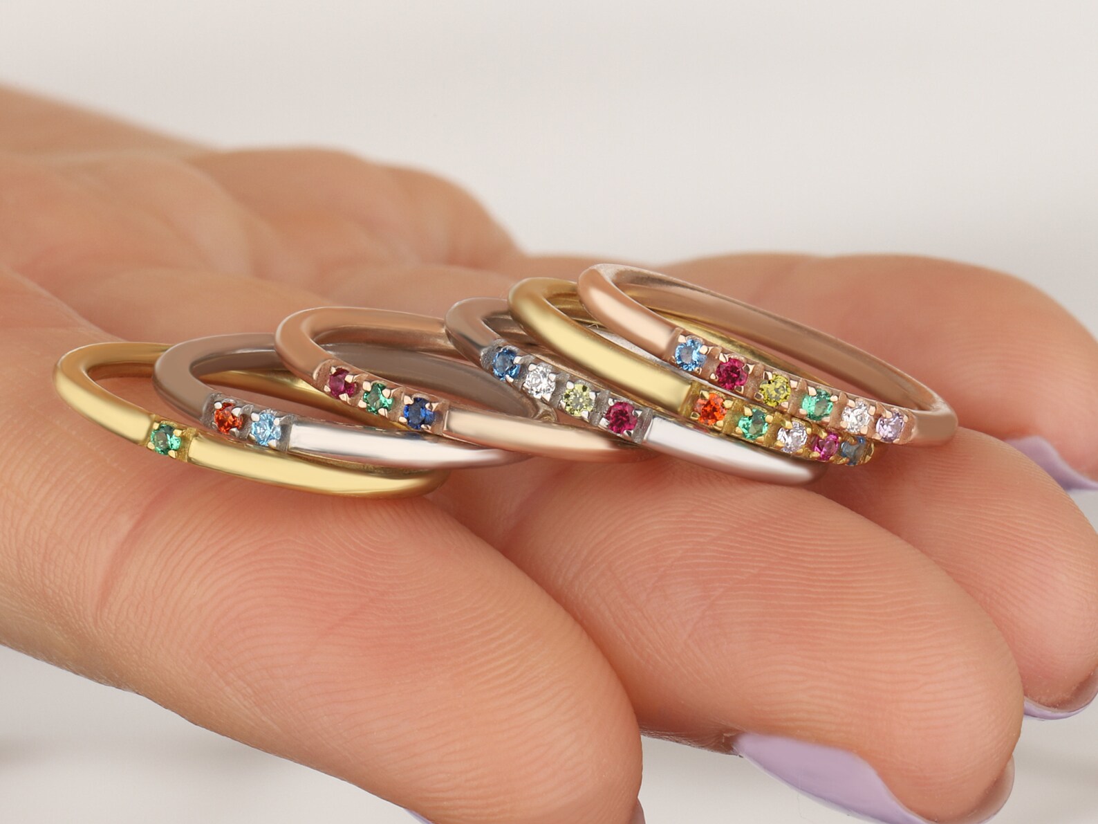 Family Birthstone Ring Tiny Family Personalized Birthstone | Etsy