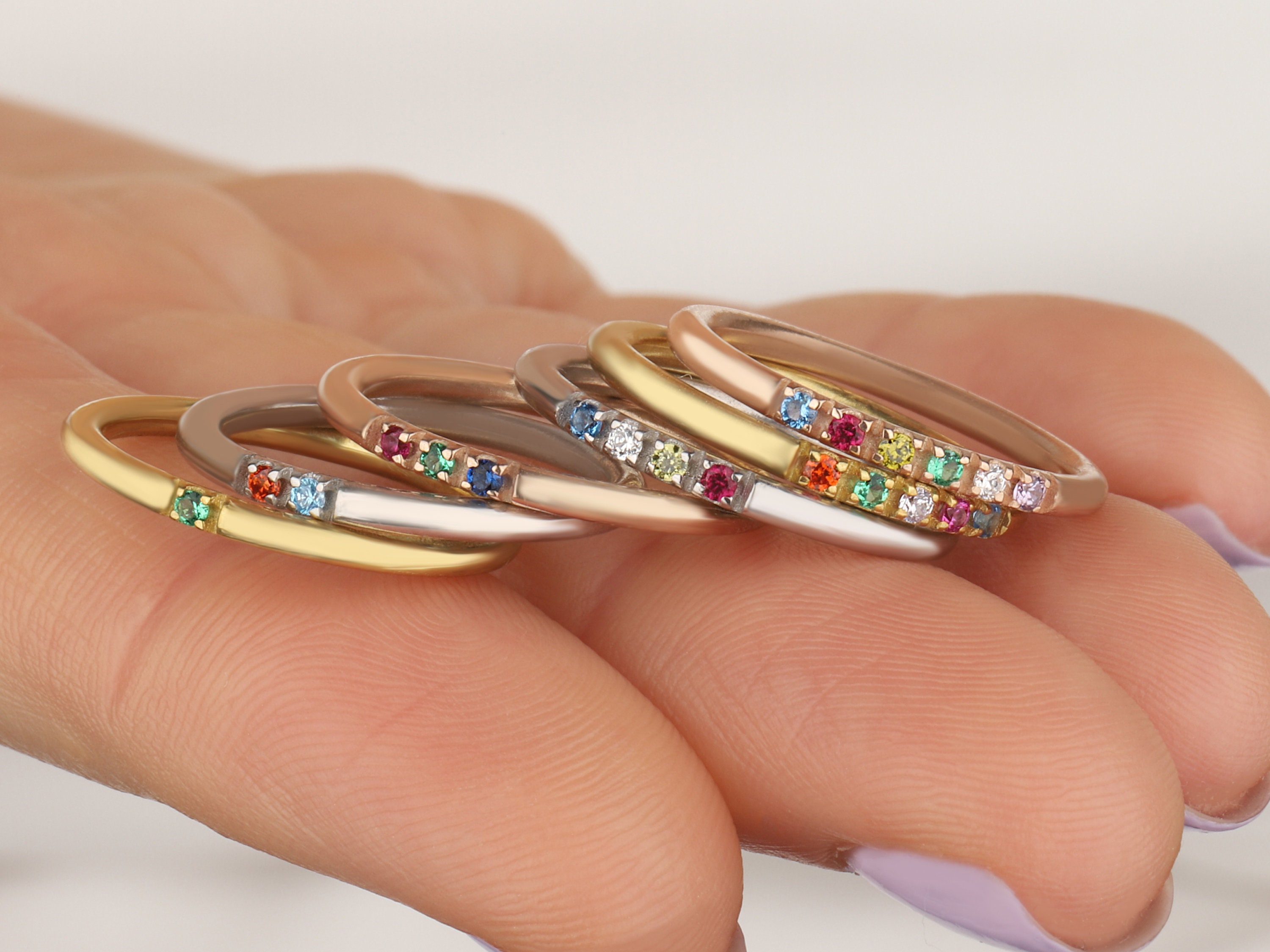 Family Birthstone Ring Tiny Family Personalized Birthstone - Etsy