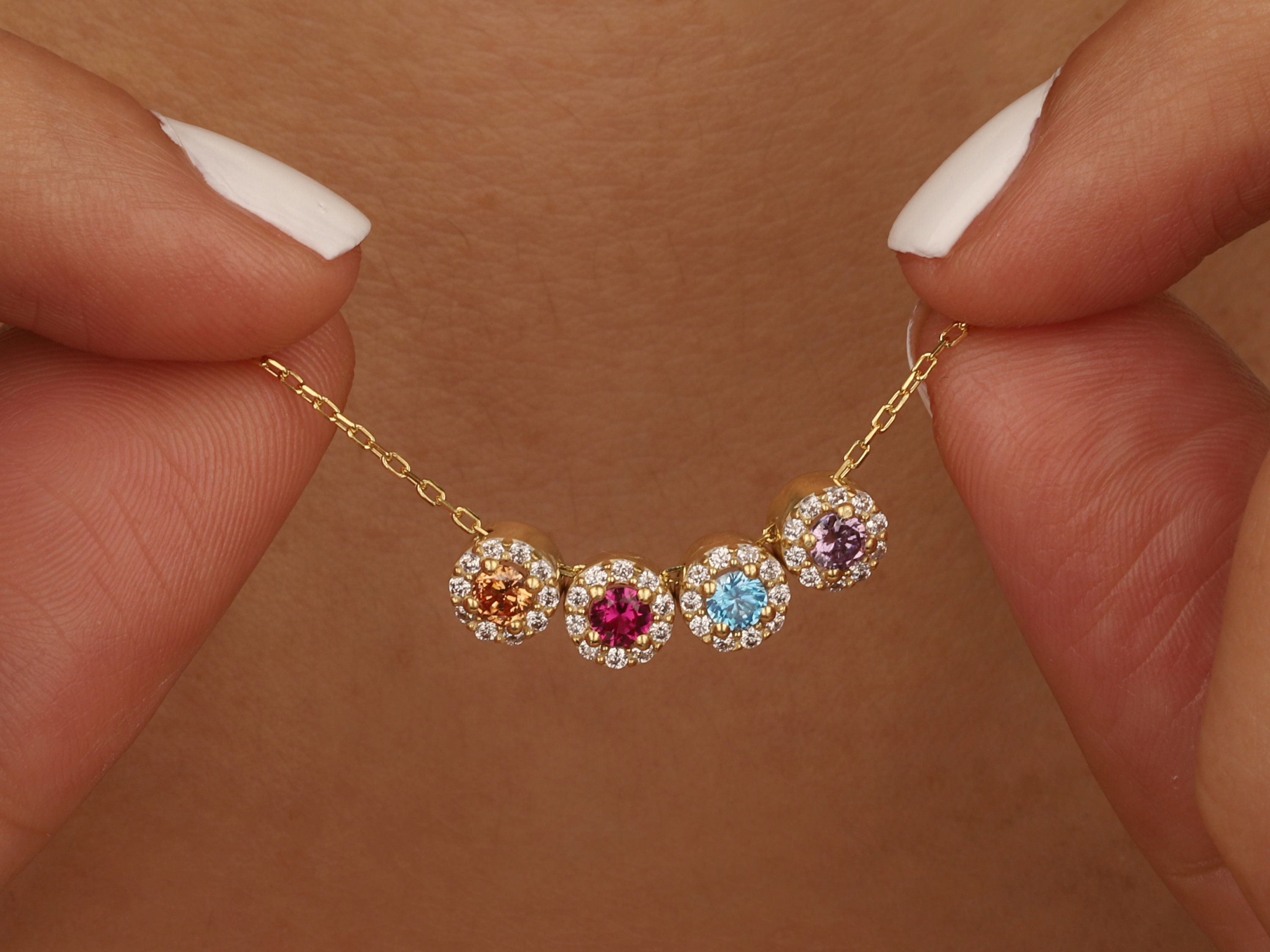 Unique Personalized Family Birthstone Necklace Birthstone | Etsy