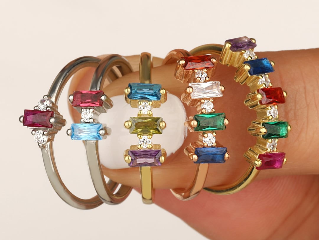 Birthstone Family Elegant Ring, Unique Family Personalized Women Ring ...