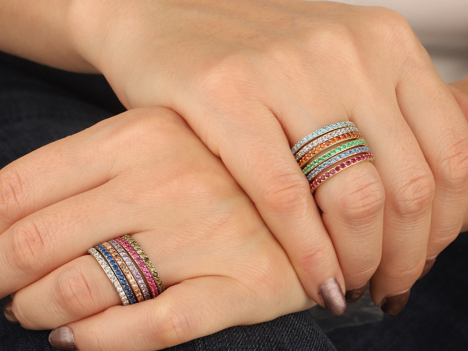 Eternity Birthstone Stacking Band Ring, Family Personalized Birthstone ...