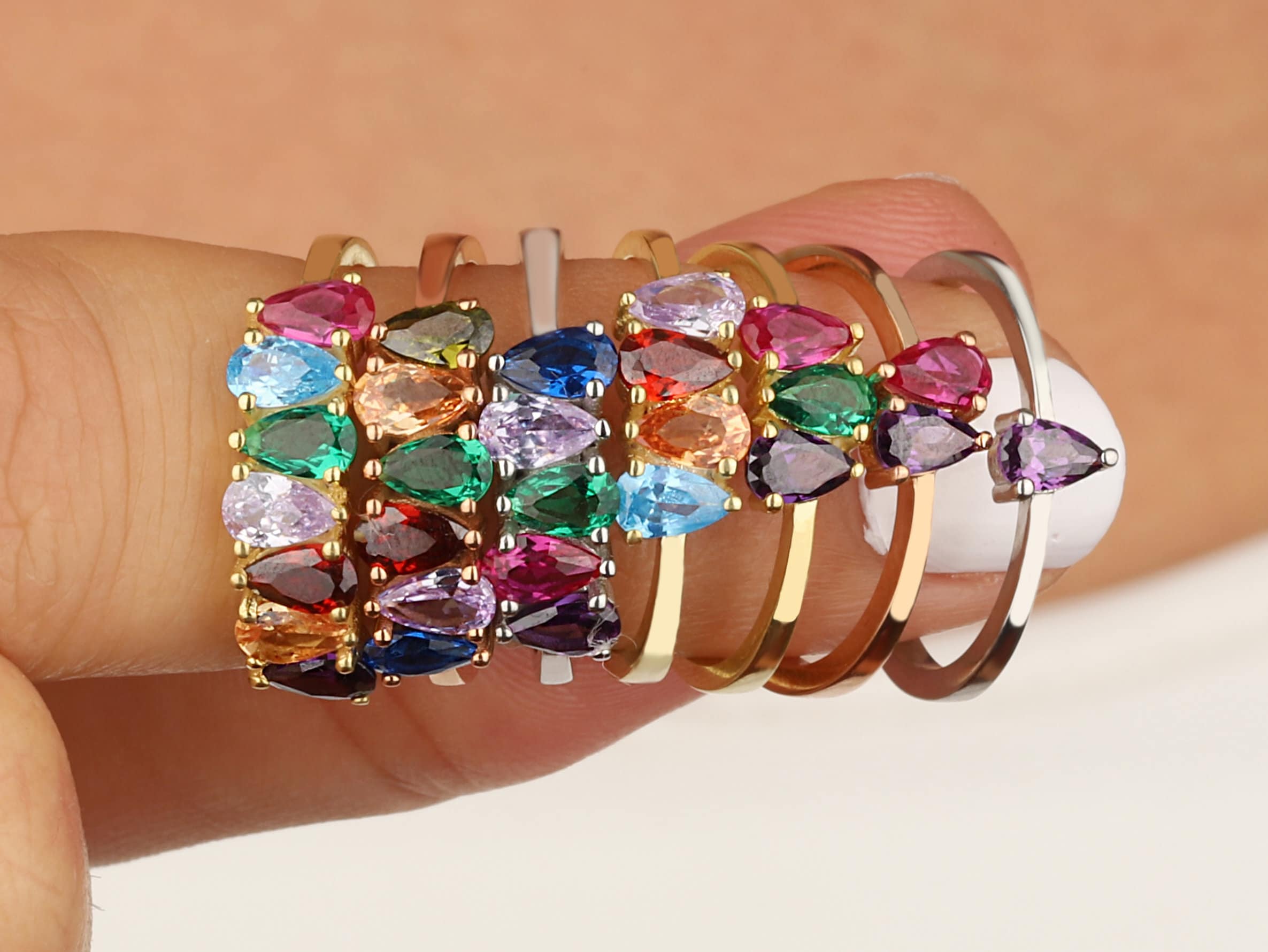 Initial Family Personalized Rings Dainty Birthstone Rings | Etsy