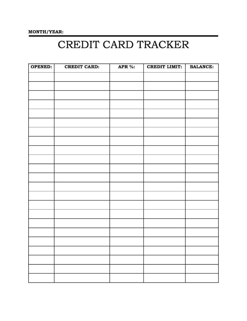 Credit Card Tracker - Etsy