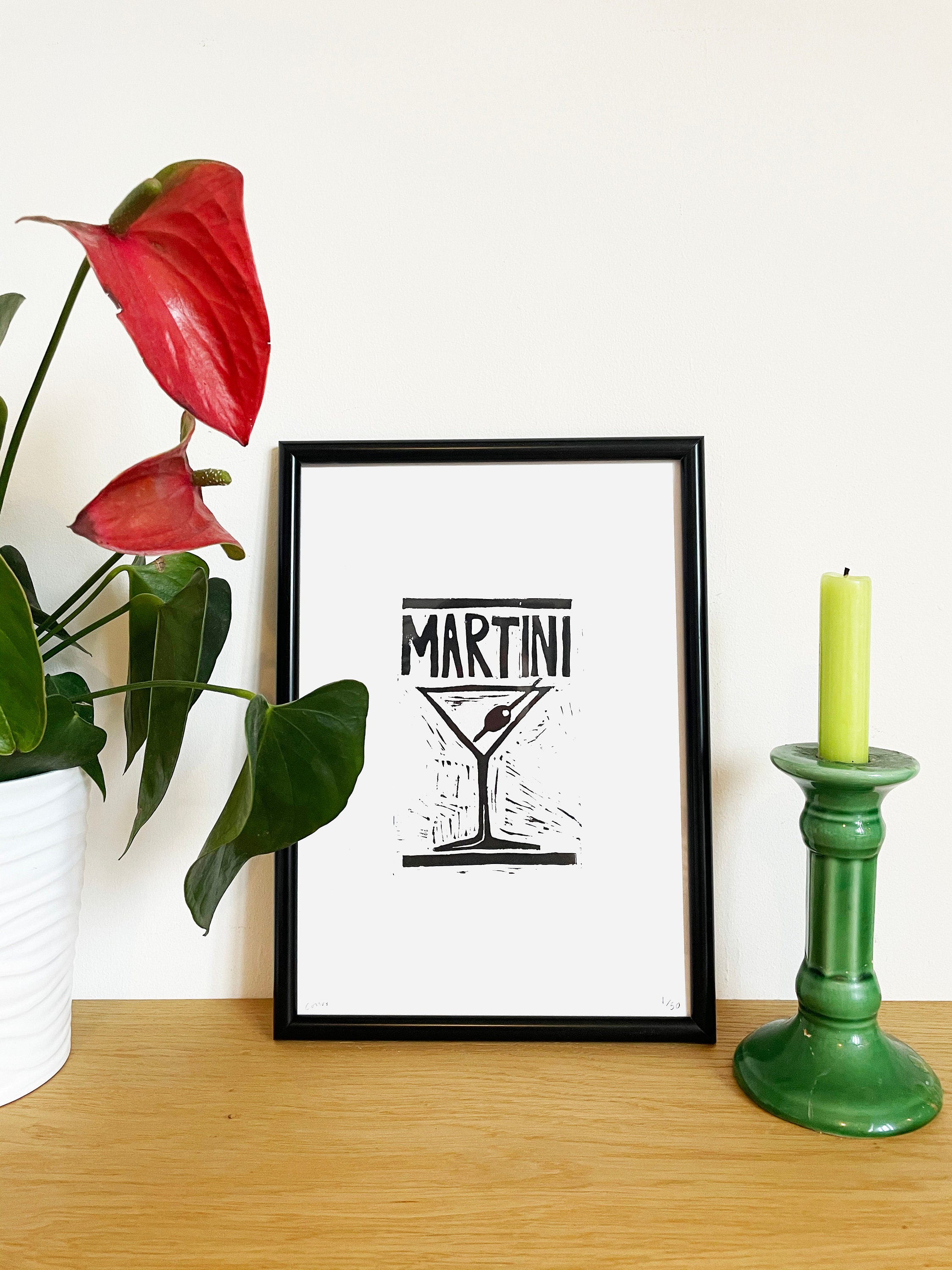 Martini Art Lino Print for Interior Design and Home Decor - Etsy