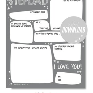 Printable All About My Stepdad Fill in Template, Kids Gift Fathers Day ...