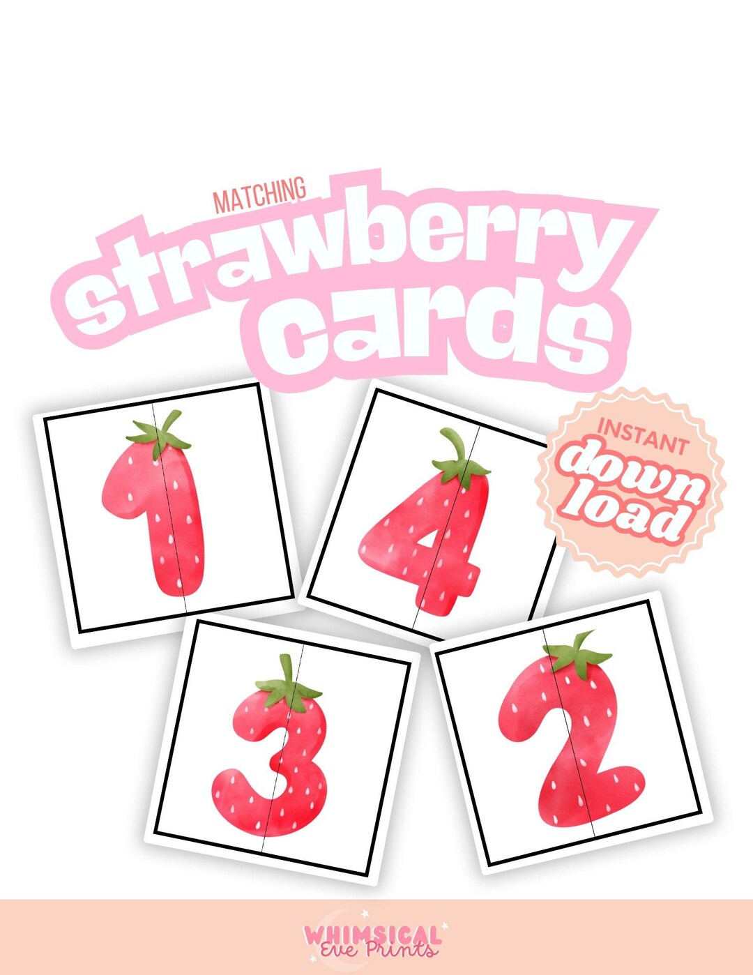 Strawberry Numbers Matching Game, Preschool Activities, Printable ...