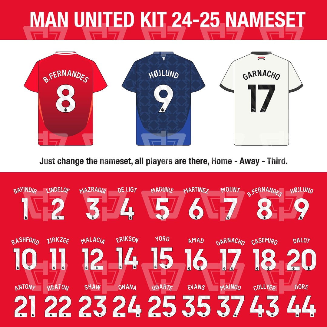 Manchester United 24-25 Nameset | Vector Pack - Etsy