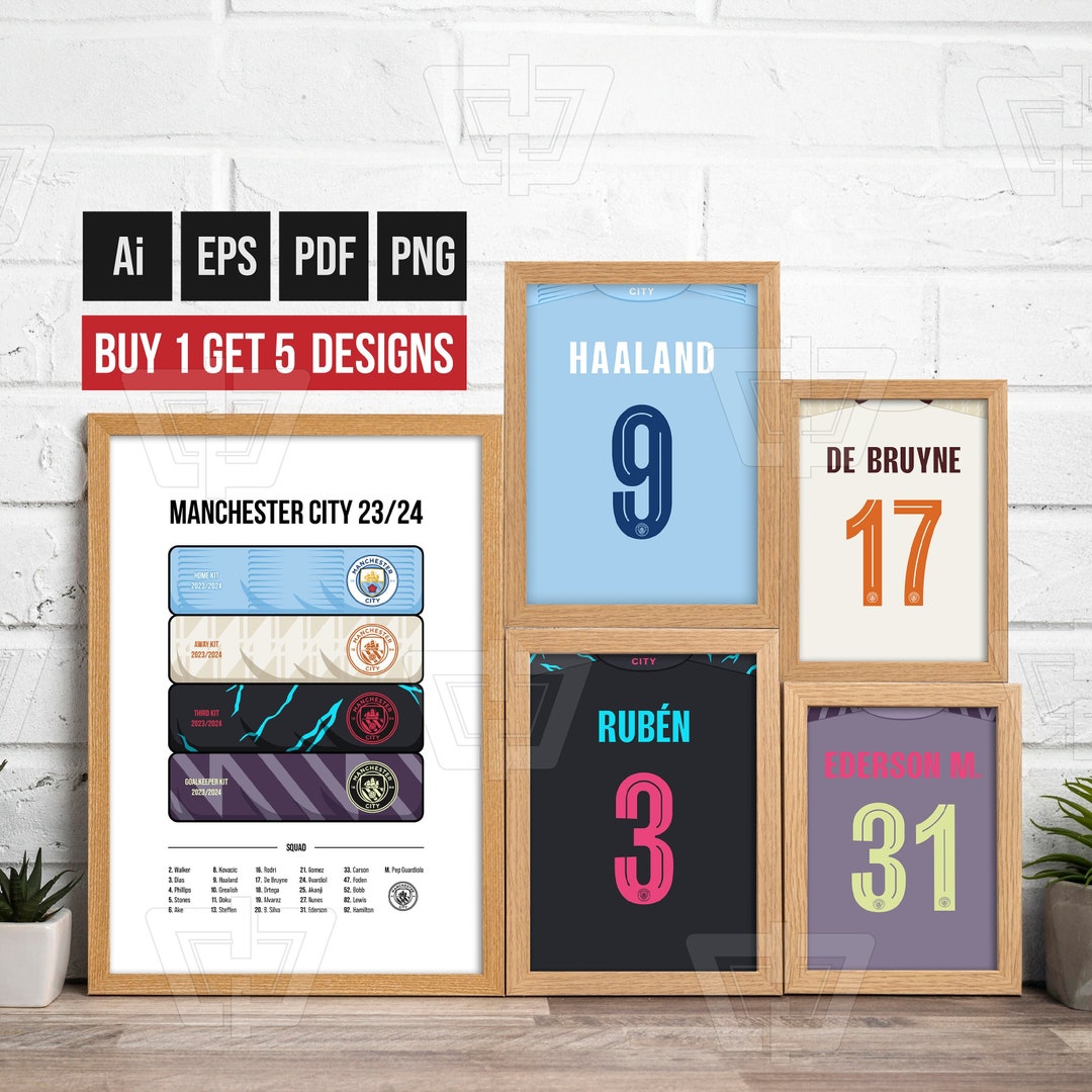 Manchester City Jersey 23-24 Poster Wall | Buy 1 Get 5 Designs | the ...