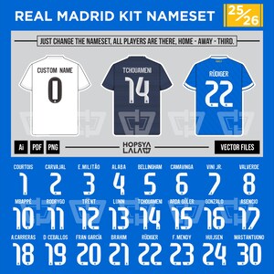 Real Madrid 25-26 Nameset | Vector Pack | Digital Product - Etsy