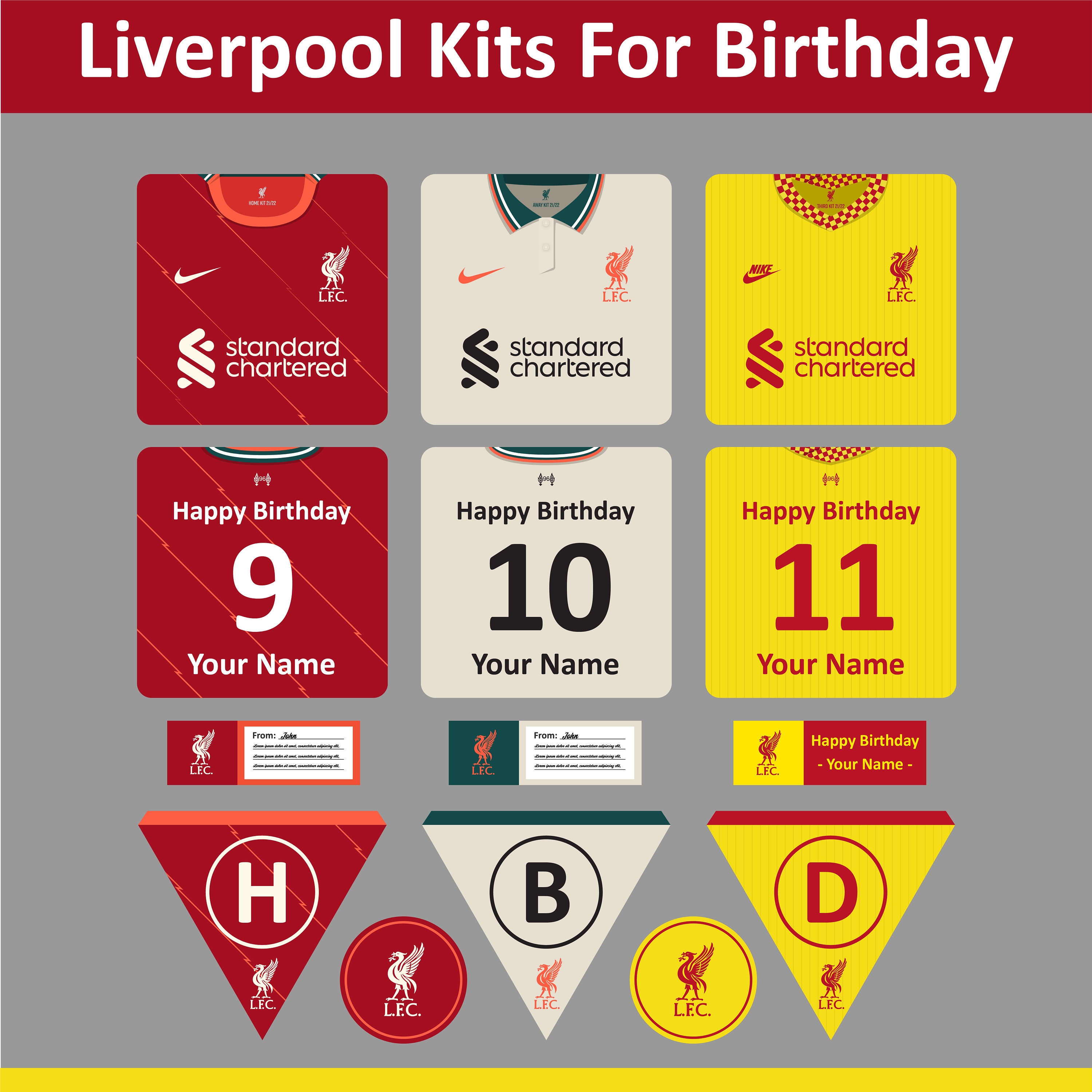 Liverpool Kits (jersey) Printable for Birthday or Photo Frame, Buy 1 ...