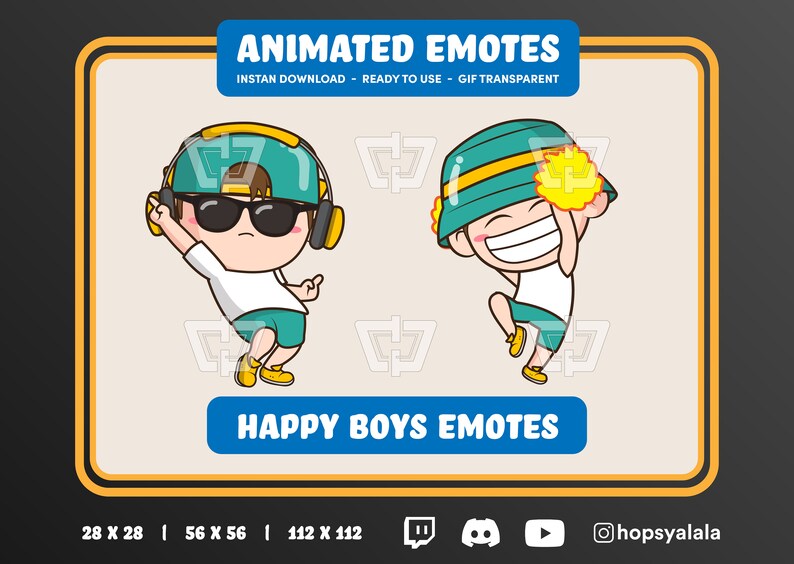 Twitch Animated Emotes Happy Boys With Hat Twitch - Etsy