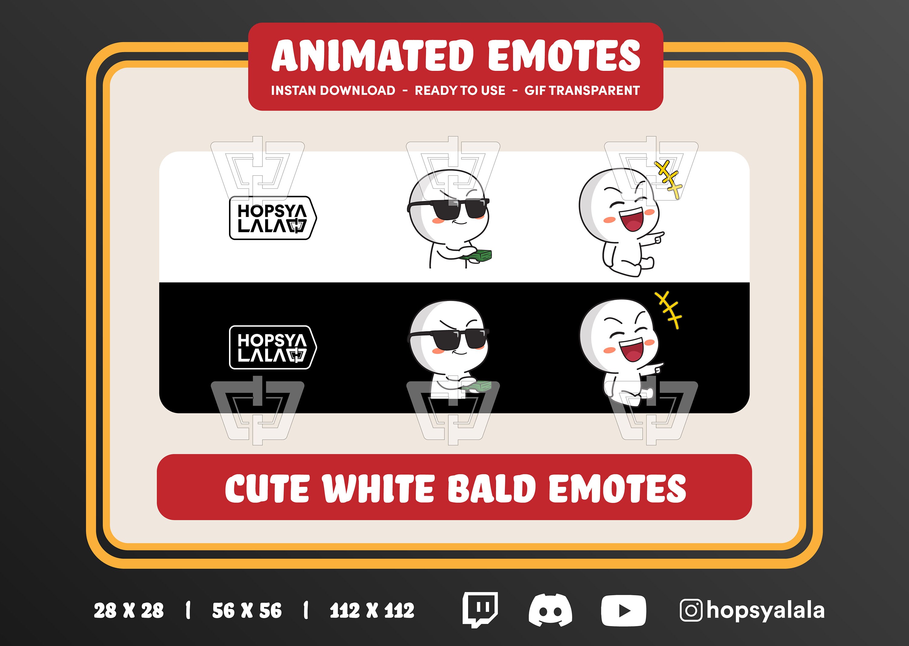 Twitch Animated Emotes Cute White Bald Twitch Discord - Etsy