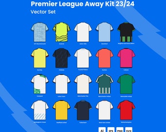 20 Premier League Jersey 23/24 With New Numbers and Lettering Vector ...