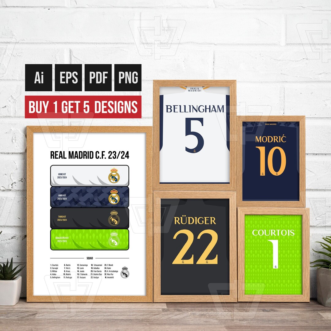 Real Madrid Jersey 23-24 Poster Wall | Buy 1 Get 5 Designs | El Real ...