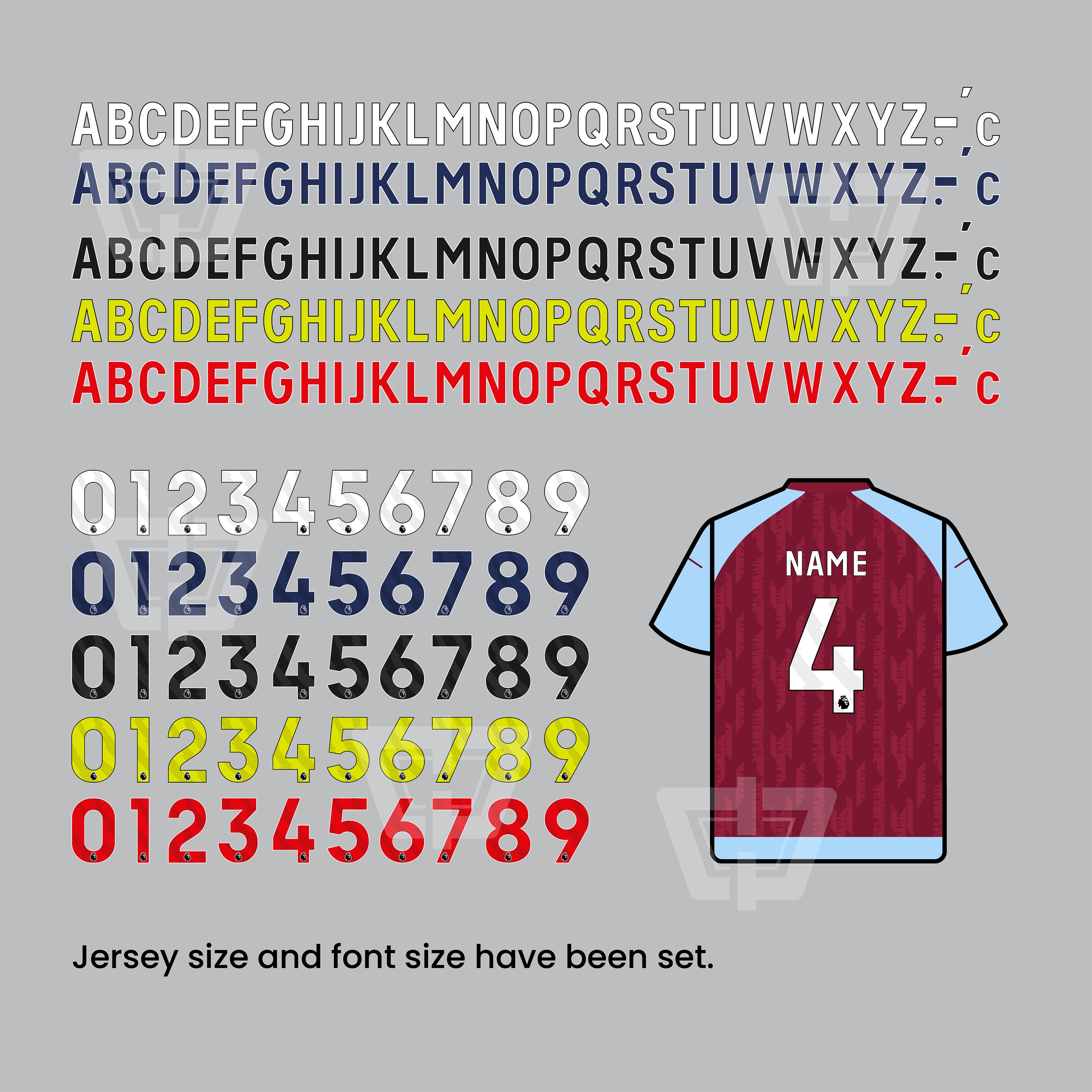 20 Premier League Jersey 23/24 With New Numbers and Lettering Vector ...