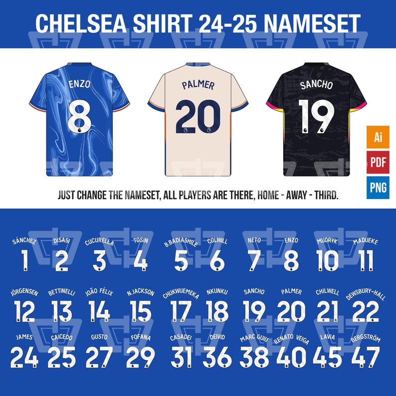 Chelsea 24-25 Nameset Kit | Vector Pack - Etsy