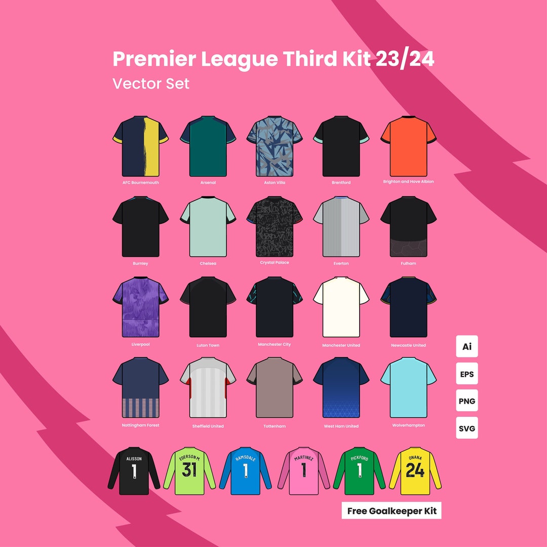 20 Premier League Third Jersey 23/24 With New Numbers and Lettering ...