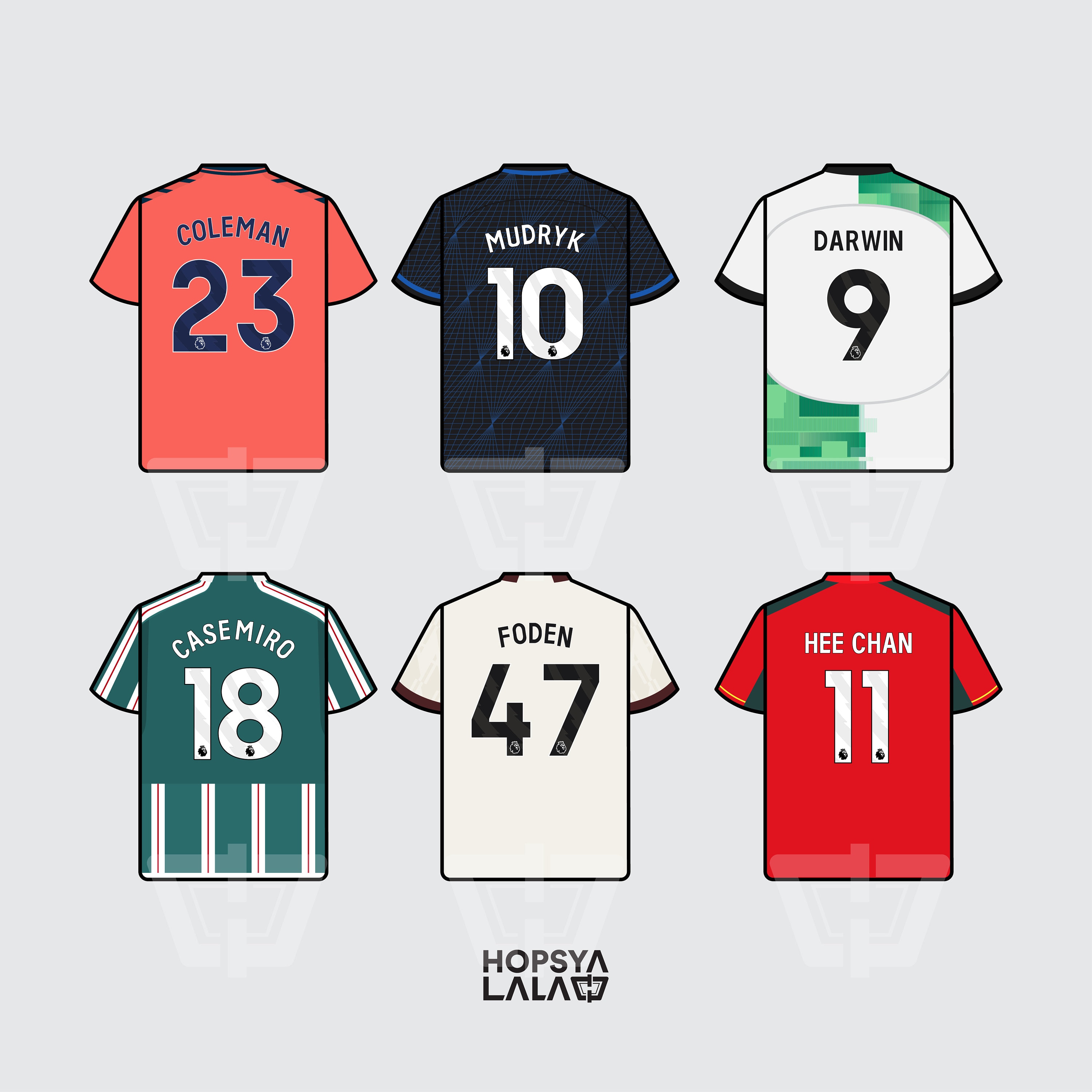 20 Premier League Away Jersey 23/24 With New Numbers and Lettering ...