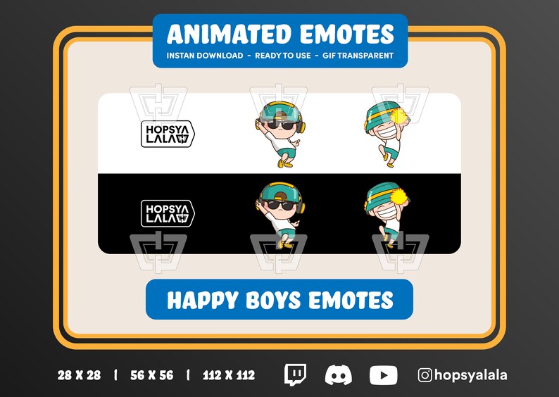 Twitch Animated Emotes Happy Boys With Hat Twitch - Etsy