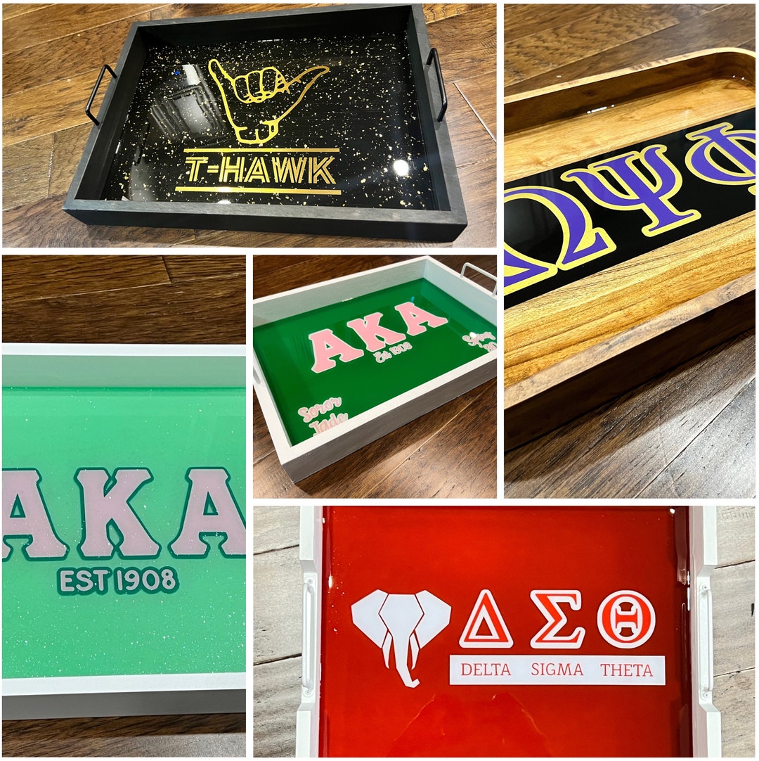 Custom Sorority or Fraternity Resin Wood Tray- Select Your Organization ...