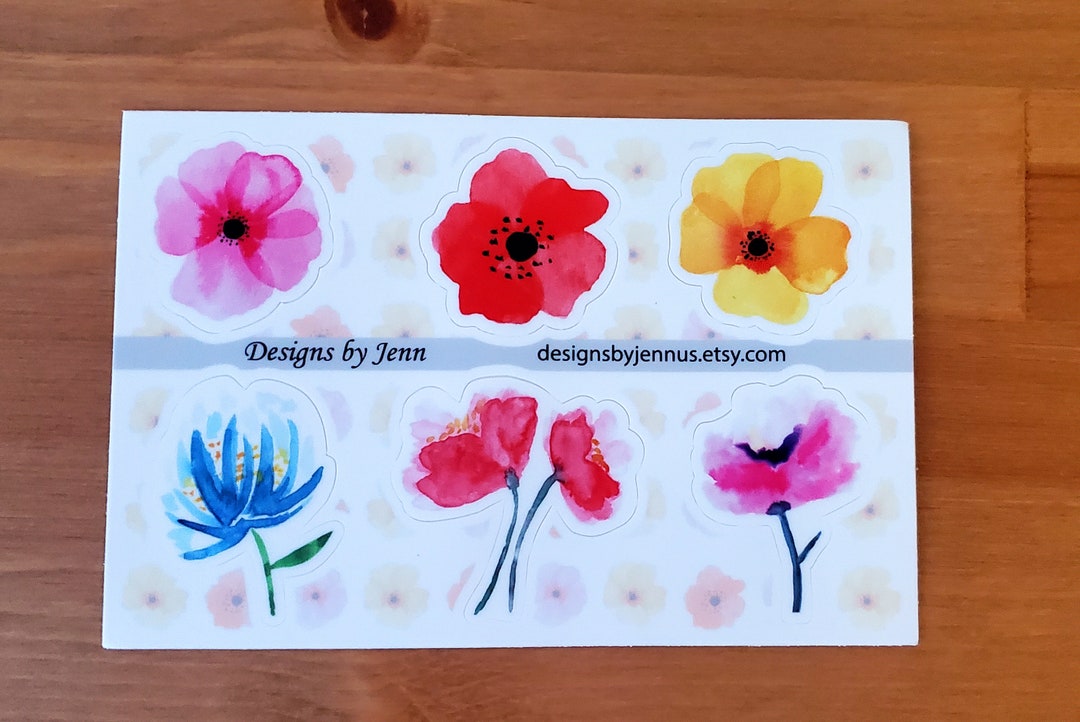 Flower Sticker Sheet - 6 Different Designs on Each Sheet - Etsy