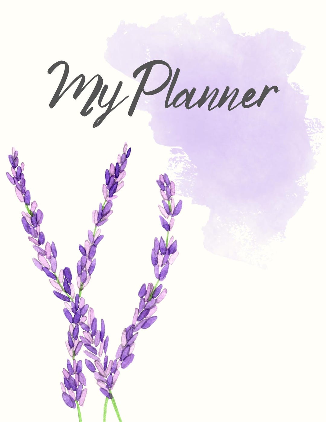 Watercolor Lavender Evergreen Calendar - 12 Month Planner - Etsy
