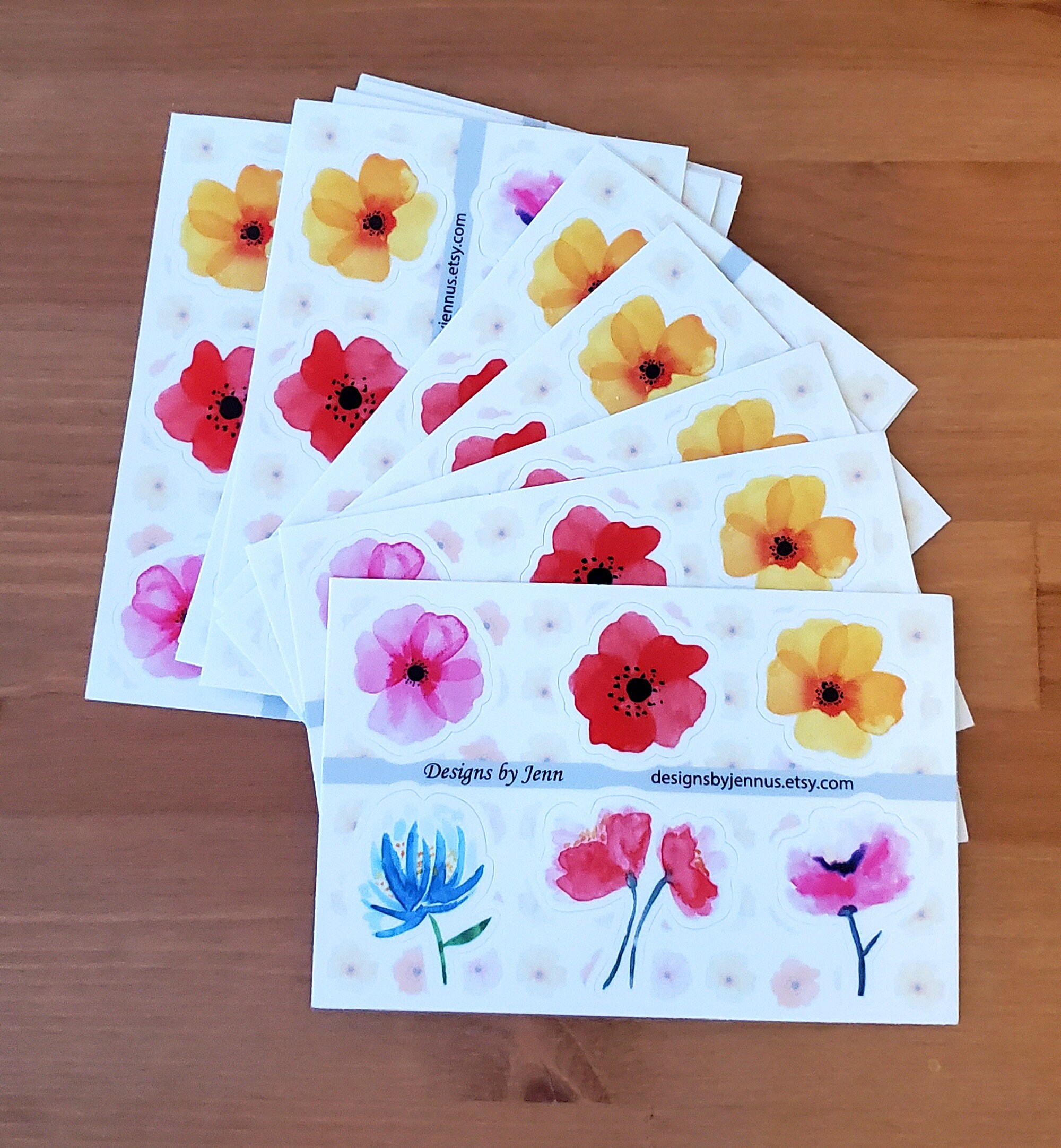 Flower Sticker Sheet - 6 Different Designs on Each Sheet - Etsy