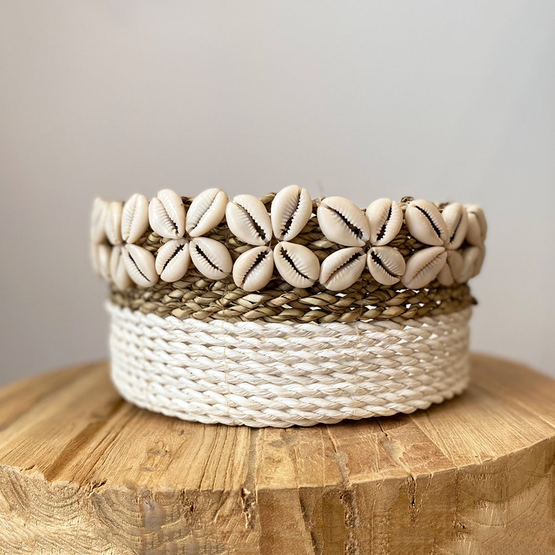 Vegetable Fiber and Shell Basket - Etsy