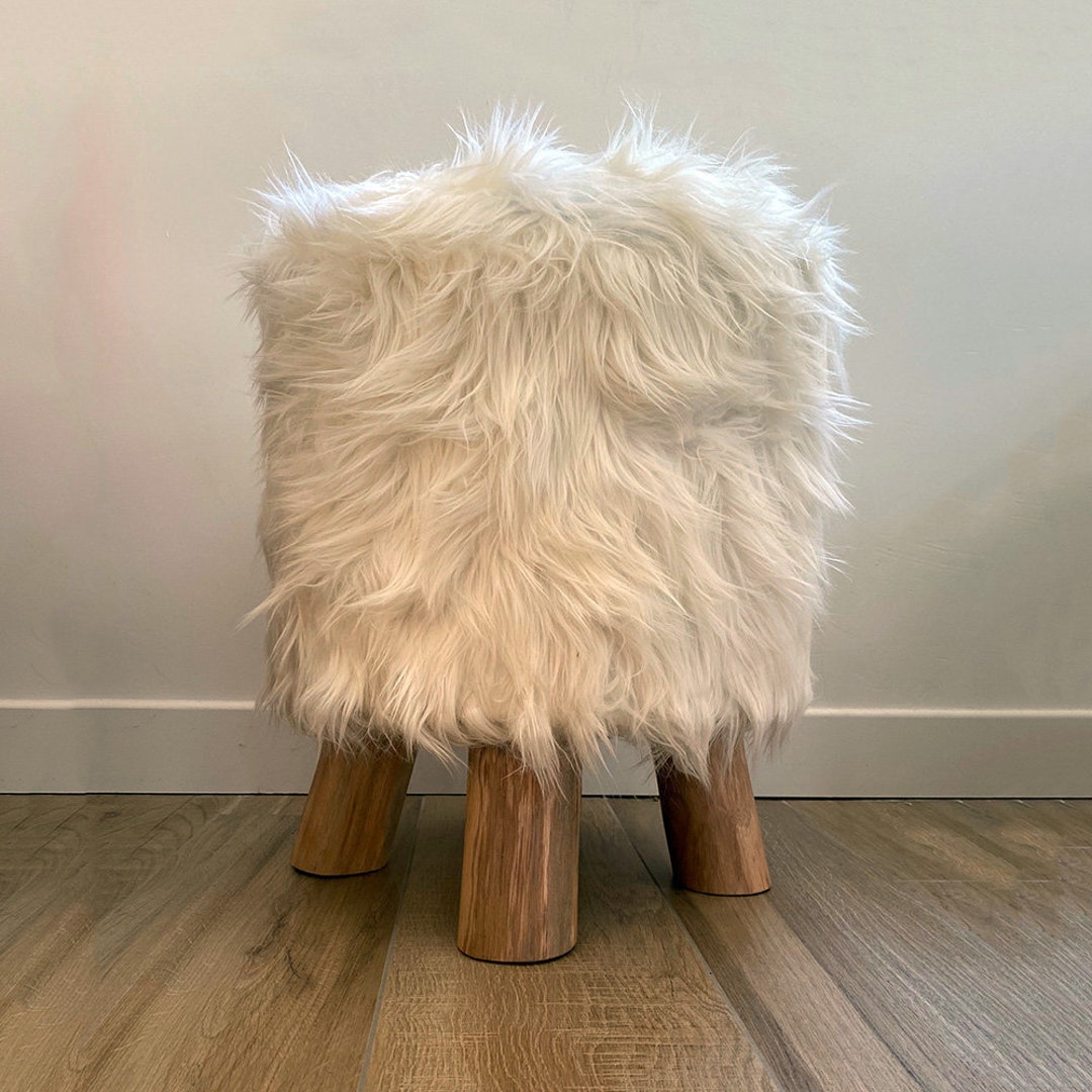 Large Round Furry Stool - Etsy