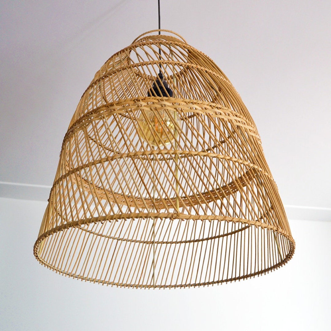 Large Rattan Pendant Light, Natural Pendant Light - Etsy