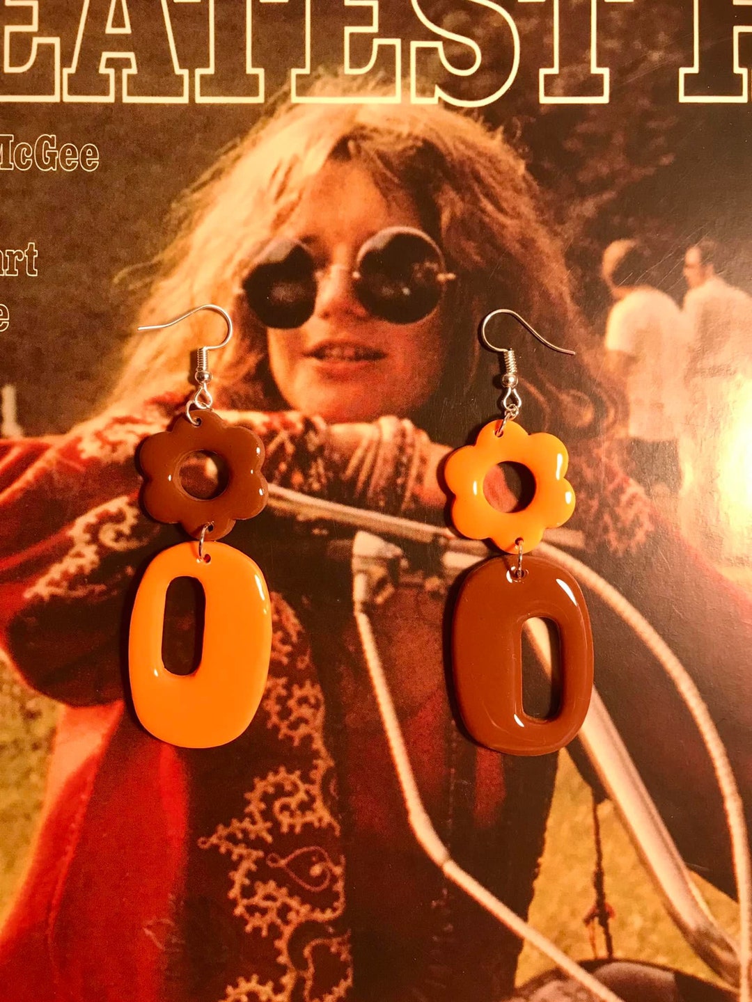 Orange and Brown Retro Fashion 60s/70s Hippie Style Dangling - Etsy