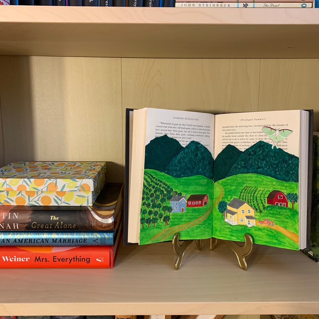 Prodigal Summer Book Painting, Original Book Art, Book Shelf Decor ...