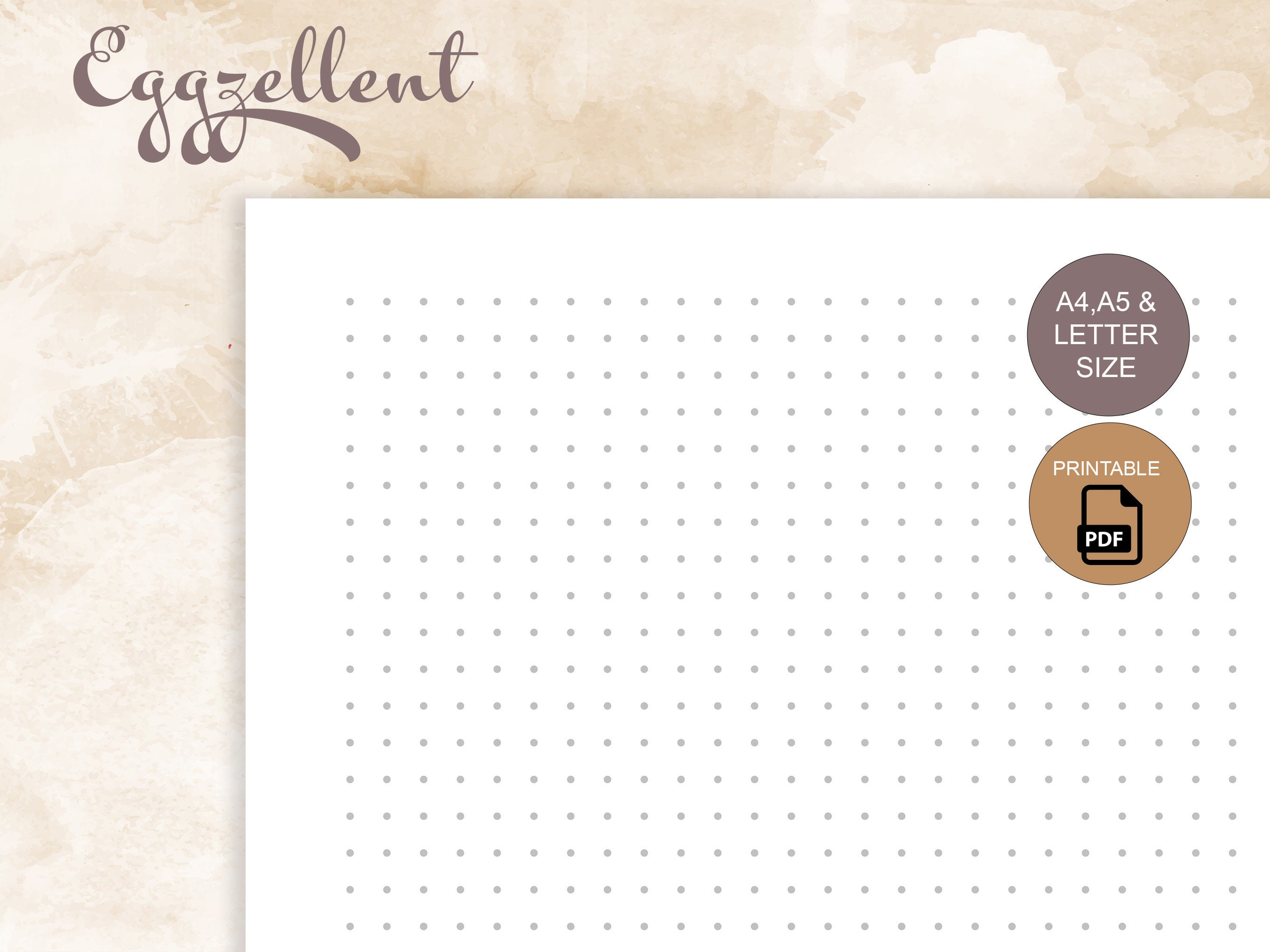 Dotted Grid Note Paper Digital Printable3 Different Colors Etsy