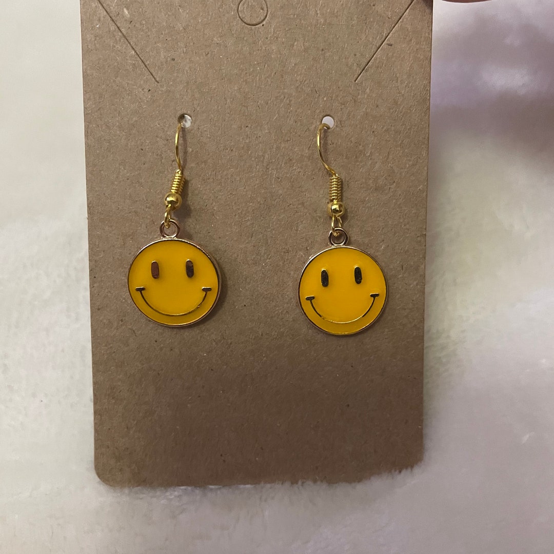 Yellow Smiley Face Earrings Nirvana Earring - Etsy