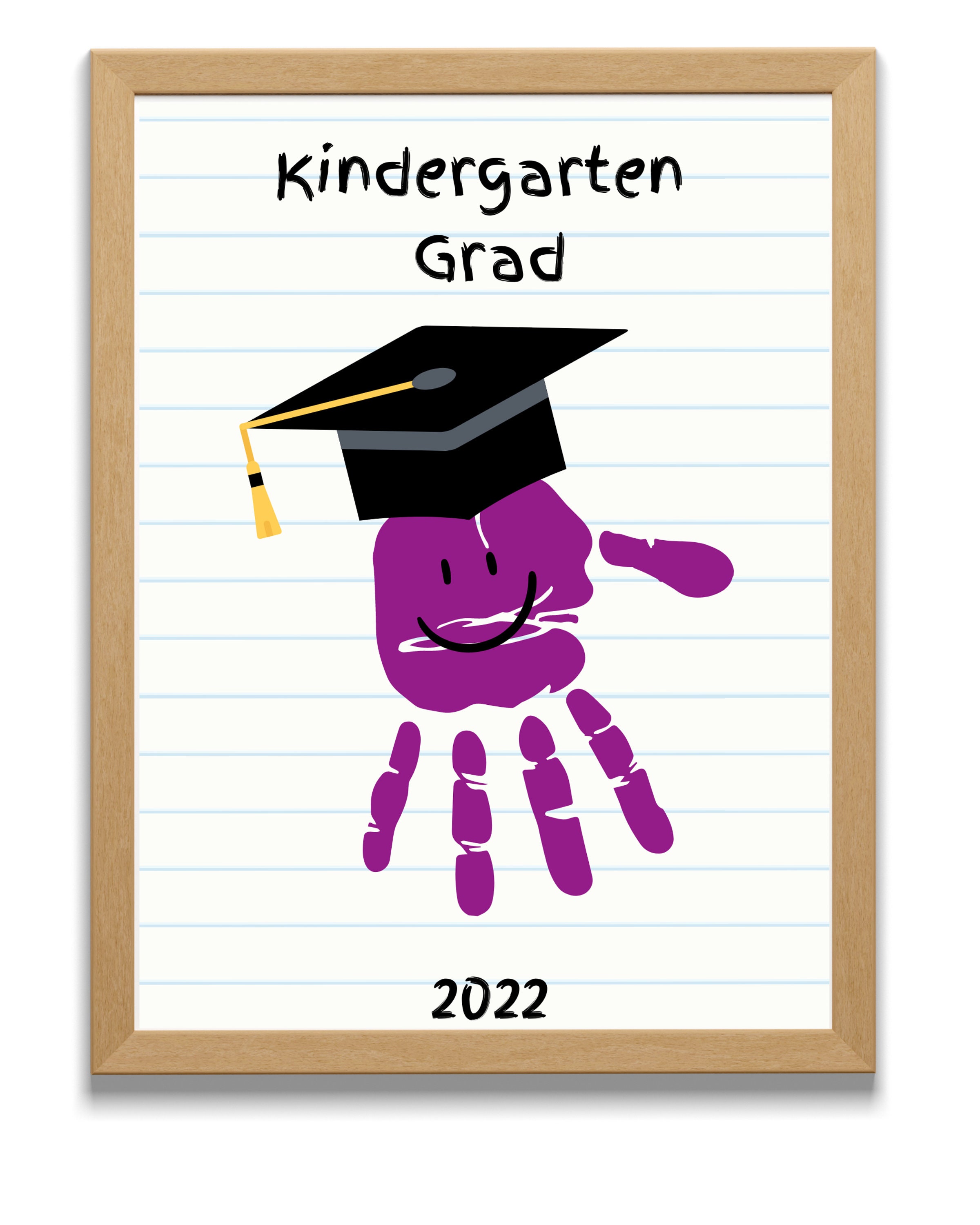 Kindergarten Graduation Print, DIY Class of 2022 Keepsake, Handprint ...