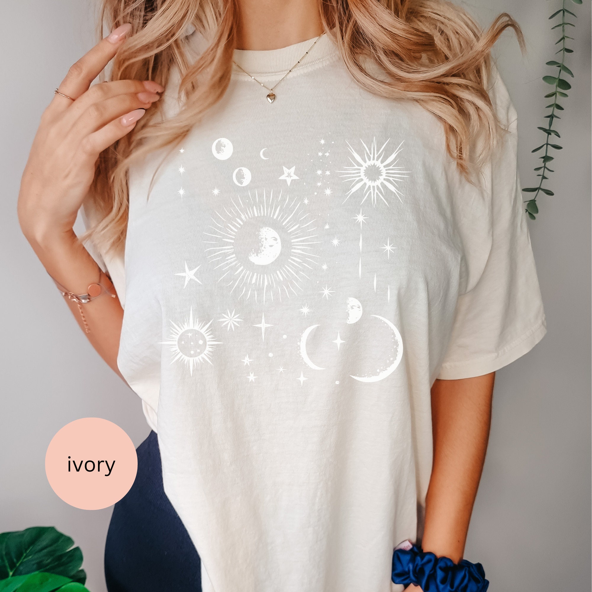 Galactic Star and Solar System Celestial Graphic Boho T-shirt - Etsy
