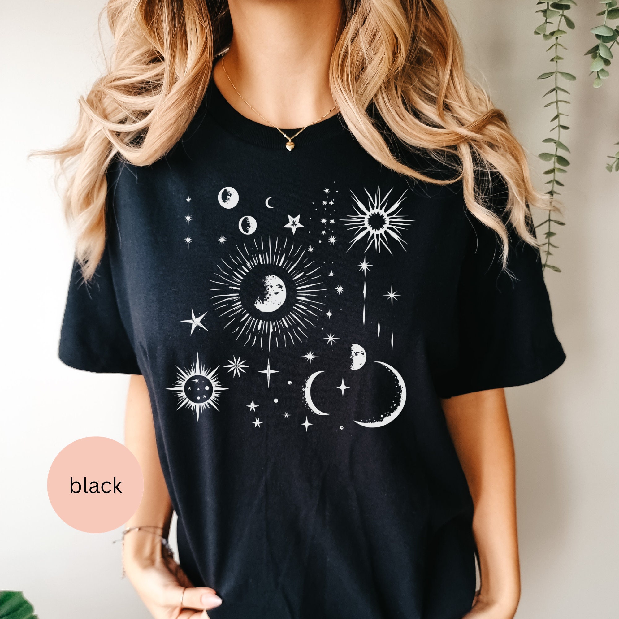 Galactic Star and Solar System Celestial Graphic Boho T-shirt - Etsy