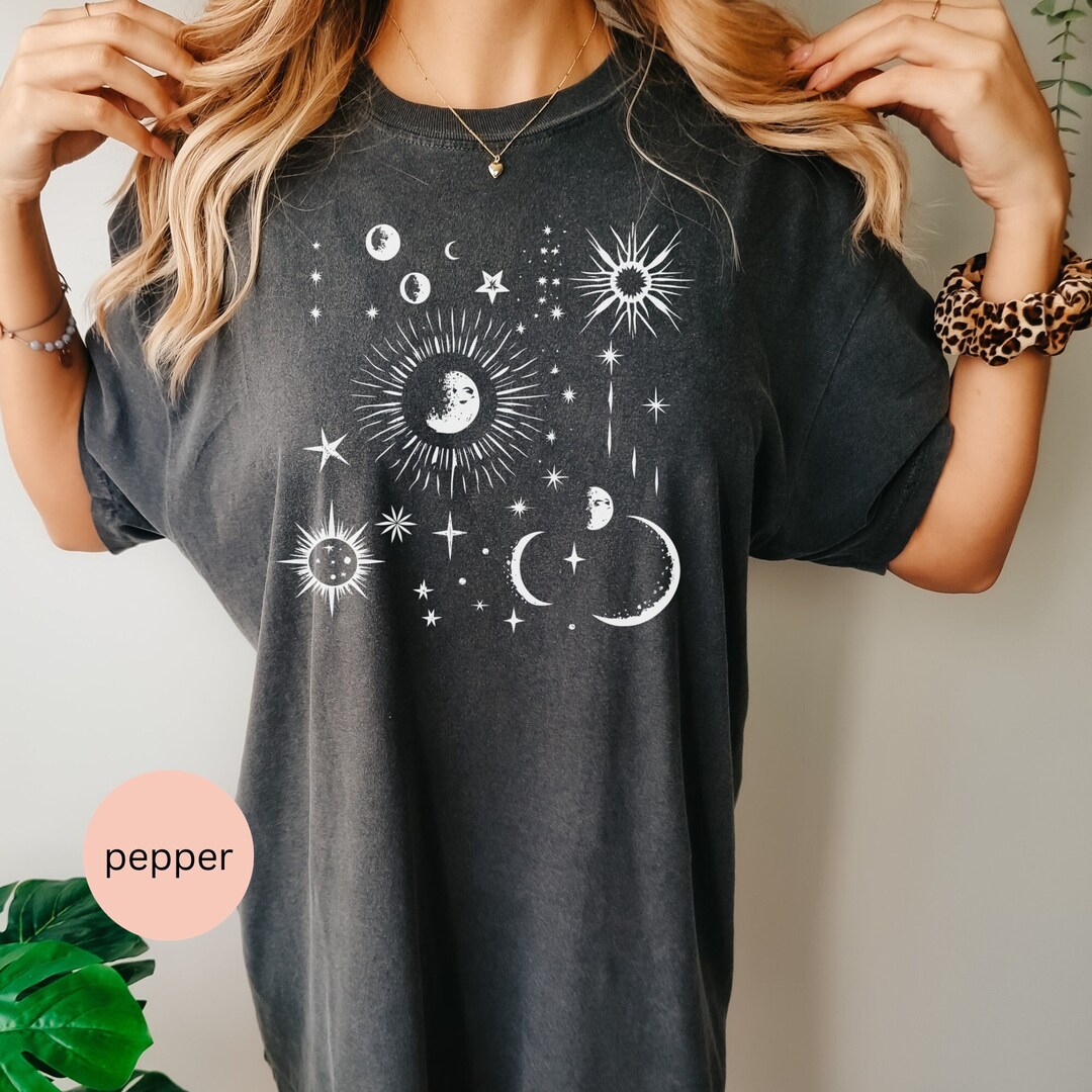 Galactic Star and Solar System Celestial Graphic Boho T-shirt - Etsy