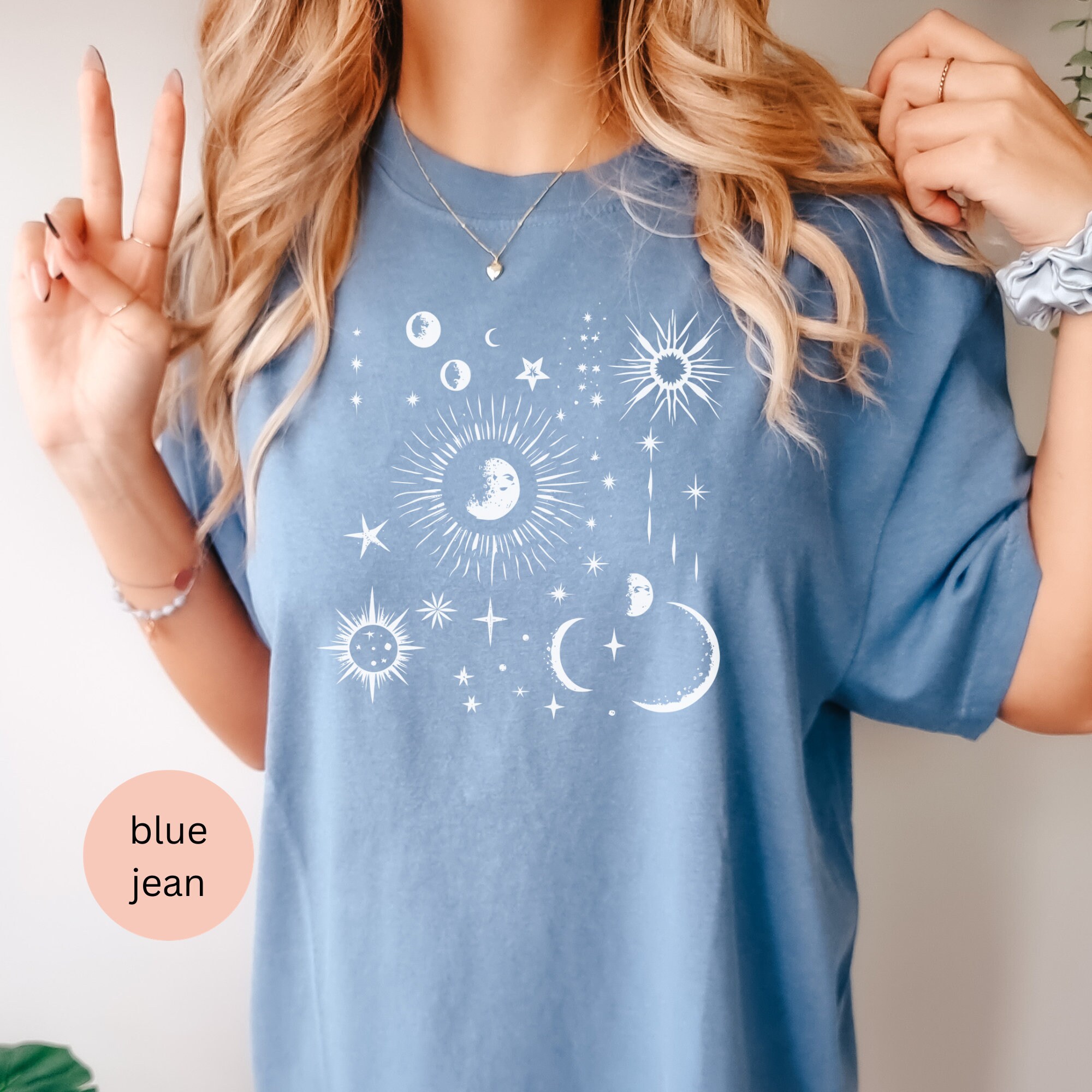 Galactic Star and Solar System Celestial Graphic Boho T-shirt - Etsy