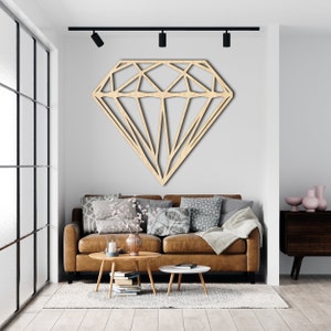 Wooden Geometric Diamond Wall Decor | Wood Wall Art Home Decor Figure ...