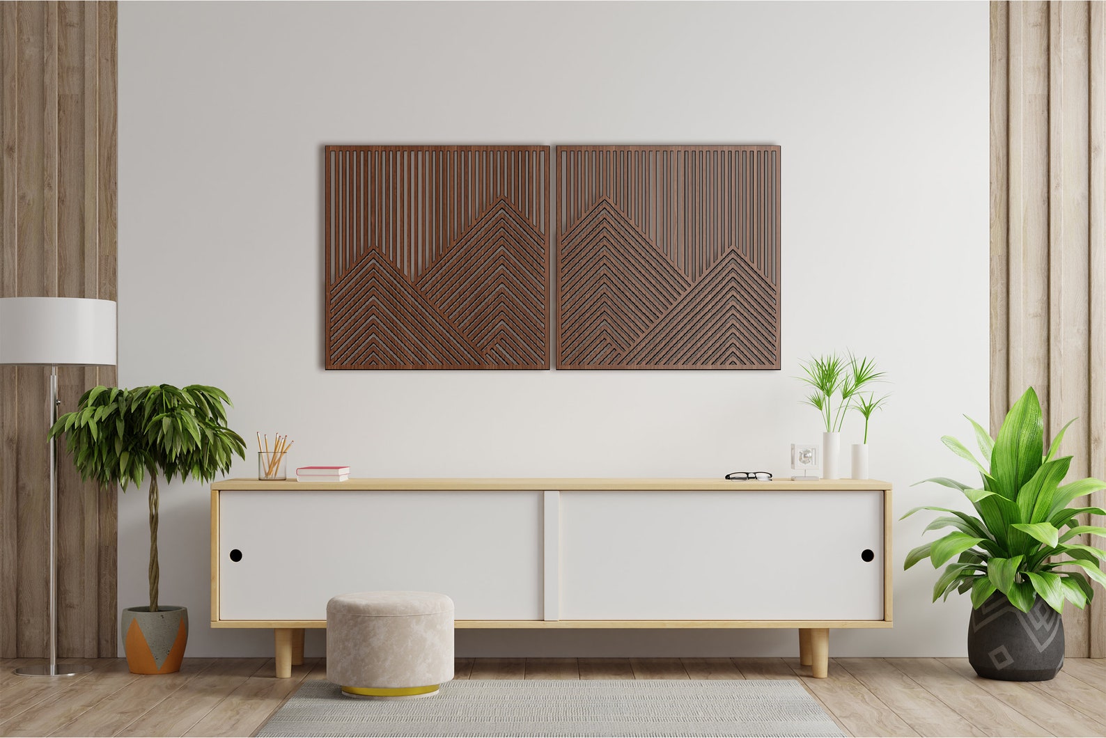 Mountain With Lines Panel Set of 2-3 Wood Wall Art Decor - Etsy