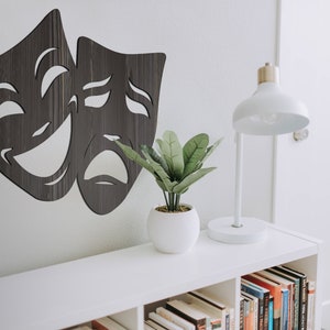 Drama Theatre Masks Comedy Tragedy Motif Wood Wall Art Decor | Etsy