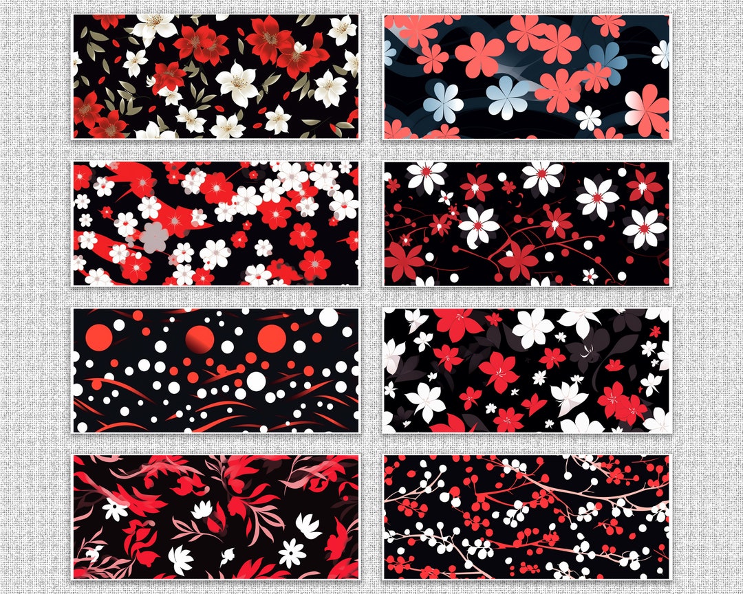 Japanese Floral Libbey Glass Wrap Png Bundle, Kintsugi Oriental Spring ...