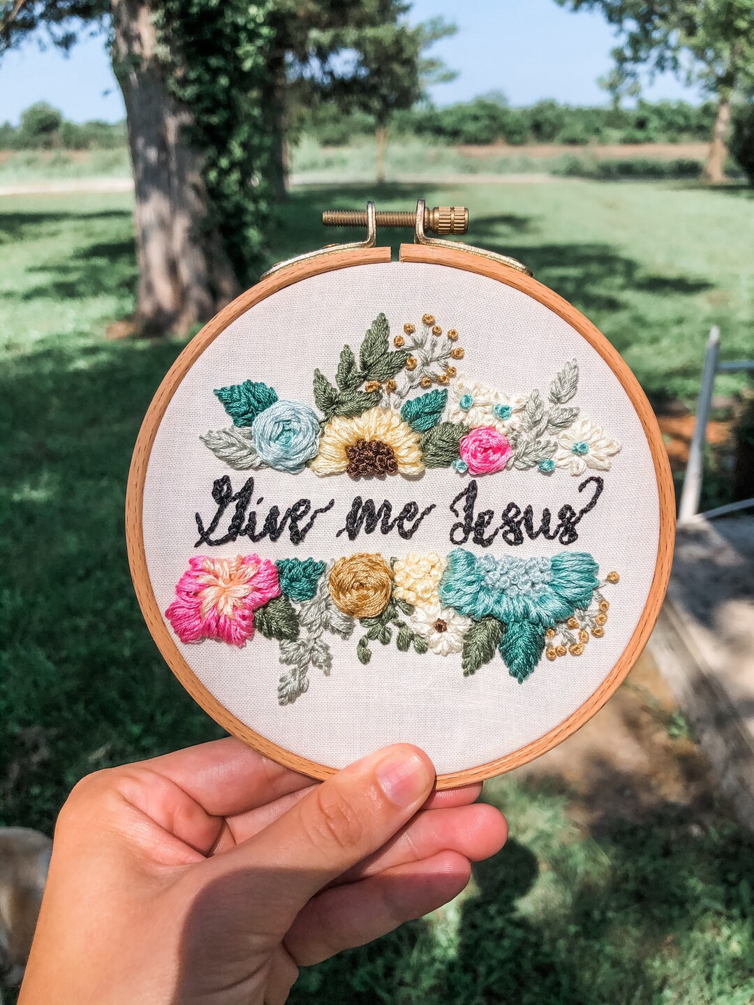 Give Me Jesus Hoop Floral Hoop Handmade Embroidery Hoop - Etsy
